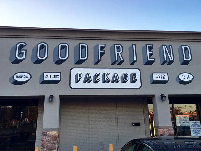 Goodfriend's bold, retro signage promises more than just sandwiches—it's a full culinary experience waiting to happen.