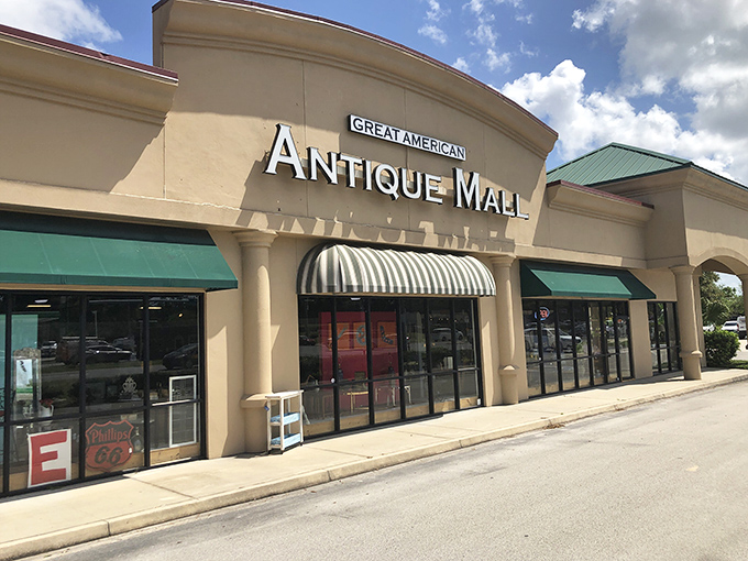 The Great American Antique Mall's elegant facade promises a more refined treasure hunting experience &ndash; Indiana Jones in a bow tie.