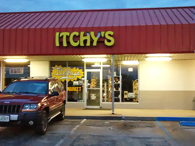 Itchy's bright yellow sign scratches that shopping itch before you even walk through the door in Columbia.
