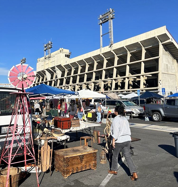 Vintage furniture finds its temporary home. Long Beach Antique Market specializes in pieces with stories to tell.