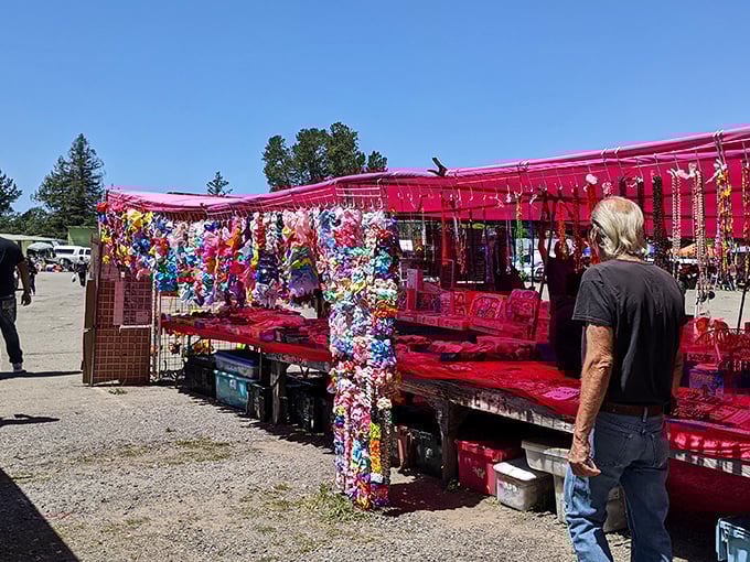 Country market charm! Midgley's rustic setting invites shoppers to slow down and savor the hunt among shaded stalls and friendly vendors.
