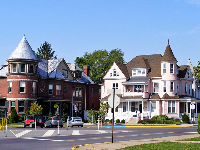 Sunbury's Victorian homes stand like colorful sentinels of history, offering affordable elegance for those seeking retirement charm.