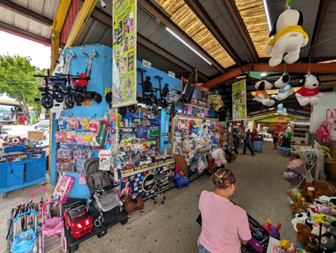 Pi&ntilde;ata paradise! Sunny Flea Market's colorful canopy creates a festive atmosphere where every shopping trip feels like a fiesta.