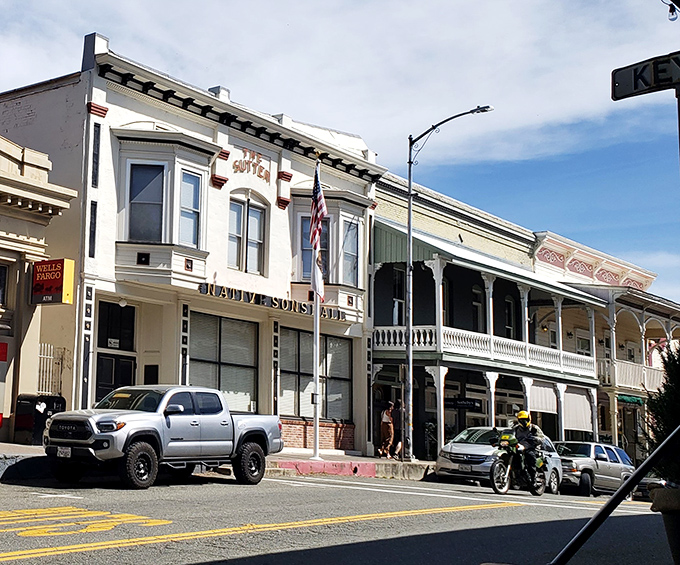 Sutter Creek's historic buildings stand shoulder to shoulder, their brick facades telling tales of boom times and busts.