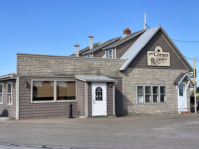 Cozy cottage charm meets serious comfort food - this stone and shingle beauty looks like grandma's house with better coffee.