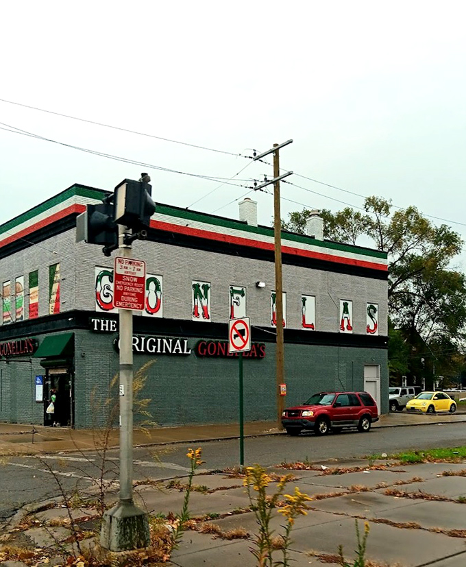 The Original Gonella's wears its history proudly on its weathered brick facade &ndash; a Detroit sandwich landmark.