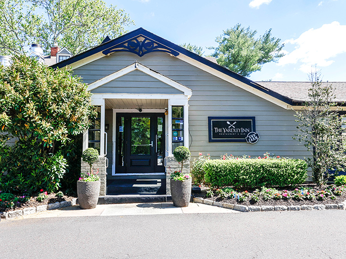 The Yardley Inn's charming facade hints at the farm-to-table seafood treasures waiting inside this converted country home.
