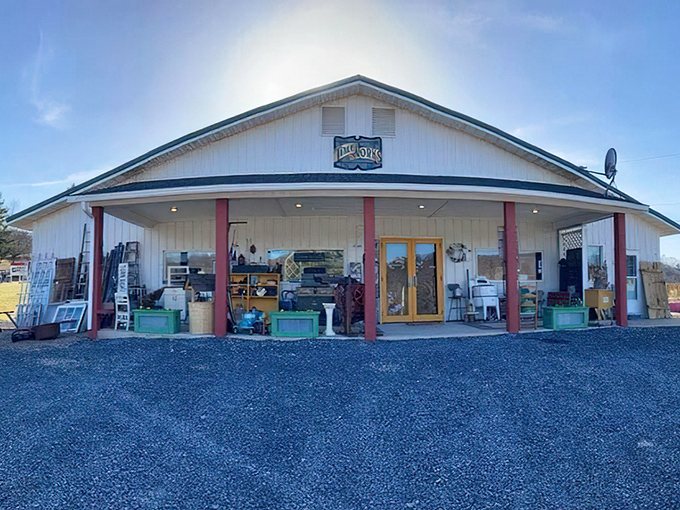 Rural charm at its finest! This unassuming white building houses treasures that would make city antique dealers weep.