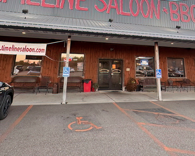 Timeline Saloon's rustic wooden exterior tells you this is a place where BBQ traditions are taken seriously.