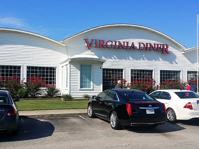 Virginia Diner's curved white roof rises like a breakfast wave about to crash deliciously onto your plate.