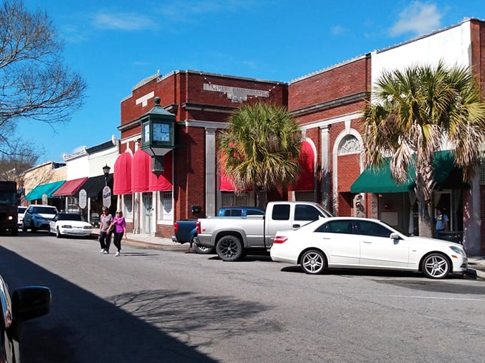 Sunshine, red awnings, and palm trees! Walterboro's streetscape looks like it's auditioning for a role in "Charming Southern Towns Weekly."