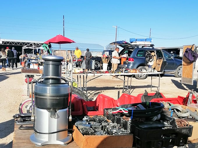 One person's junk drawer is another's treasure trove—this table of mechanical odds and ends might hold exactly what you've been seeking.