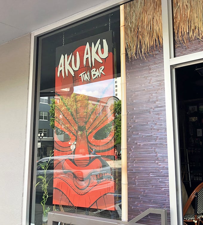 When your storefront tiki art is this bold and beautiful, you're practically guaranteed to serve drinks that match the attitude.