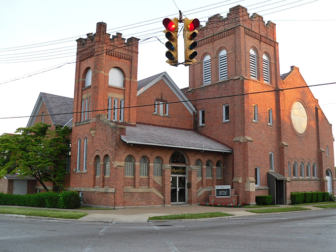 Twin bell towers rise majestically in Ashtabula, standing sentinel over a community that values both faith and frugality.