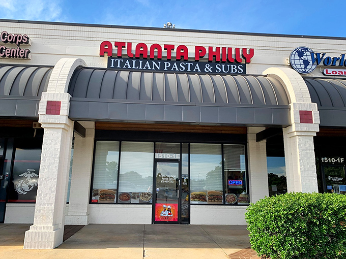 The clean white exterior might look simple, but inside lurks sandwich complexity that would impress any Philly native.