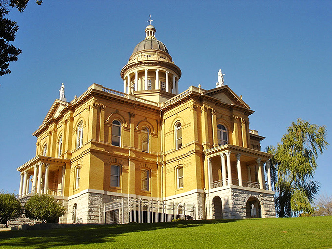 Auburn's majestic courthouse dome rises like a beacon of justice from the Wild West era.