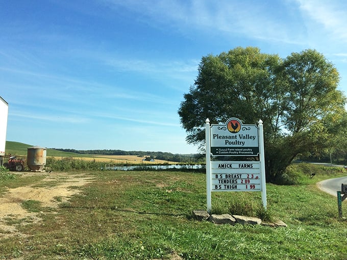 A roadside farm stand near Baltic showcases the bounty of local fields &ndash; no frequent flyer miles on these vegetables.