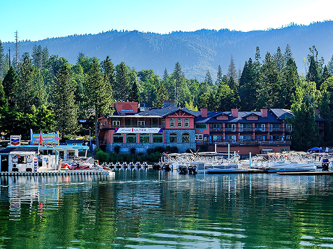 The marina at Bass Lake offers a gateway to aquatic adventures just a stone's throw from Yosemite.