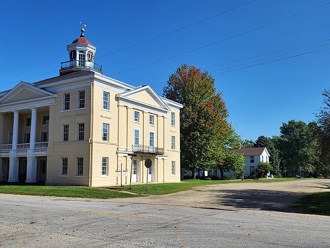 Bishop Hill's town center looks like a Swedish postcard that somehow landed in the Illinois prairie and decided to stay.