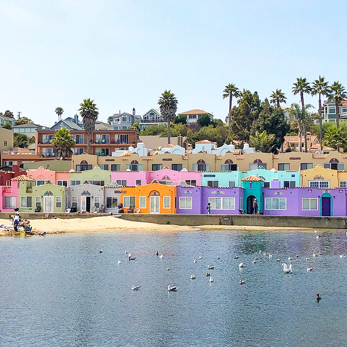 The perfect beach town formula: pier plus colorful buildings equals instant happiness.