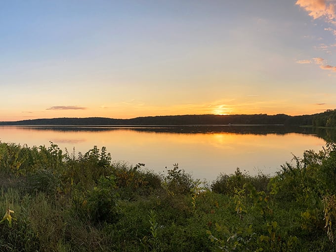 The mighty Charleston river reflects golden hour light, reminding Charleston residents why their riverside location is worth every winter.