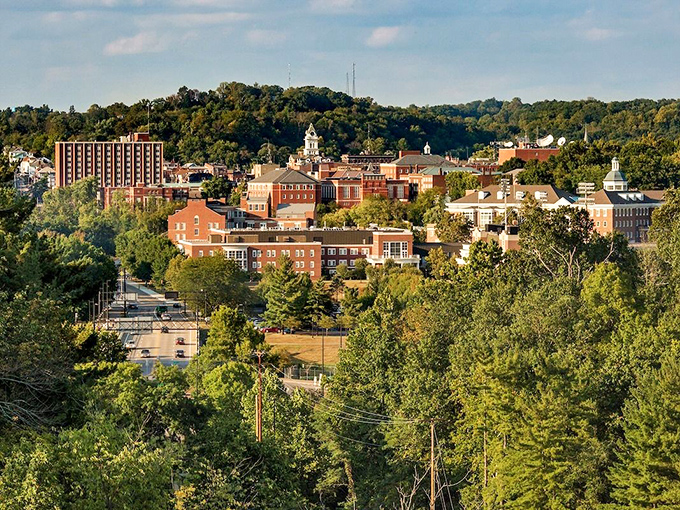 Twin brick towers stand guard over a community where neighbors still know each other's names.