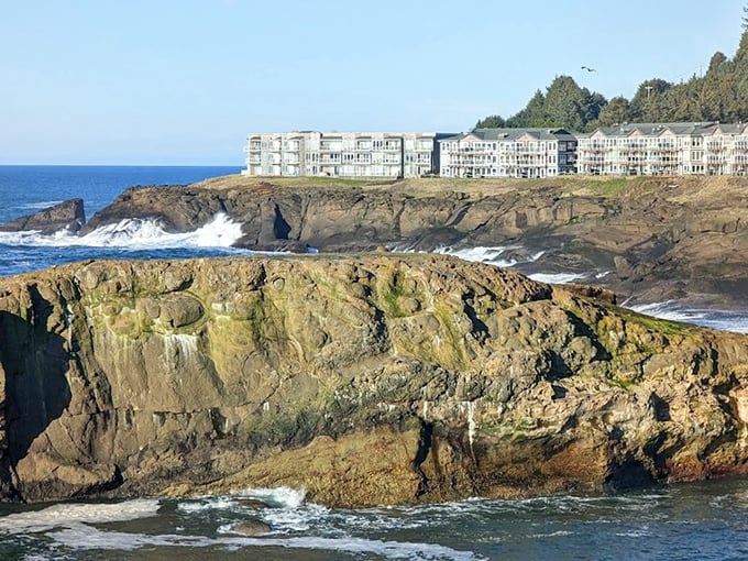 Depoe Bay: Rugged cliffs meet relentless waves in an endless dance. Mother Nature showing off her raw power and beauty.