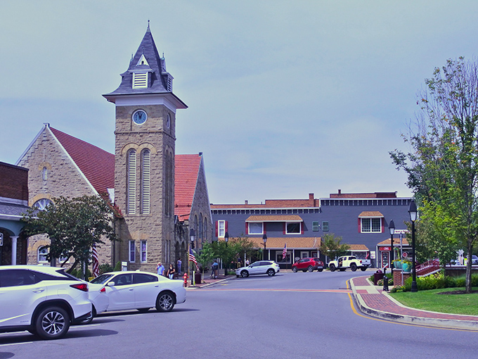 Time stands still! Ligonier's stone church tower watches over the town like a benevolent grandfather clock that's seen generations come and go.
