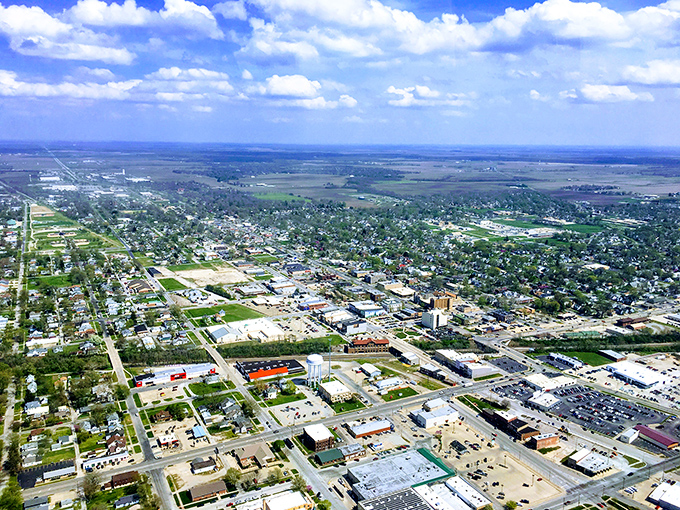 From above, small-town Mattoon spreads like a patchwork quilt, each neighborhood stitched together with familiar comfort.