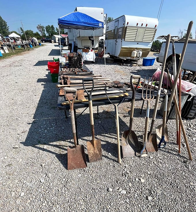 Garden tools and vintage finds create the perfect blend of practical and nostalgic, making every visit feel like Christmas morning.