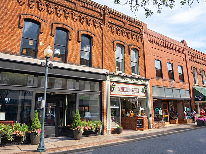Historic buildings line Morganton's welcoming streets. The kind of downtown where window shopping becomes an afternoon's entertainment.