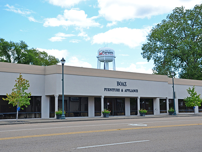 Parsons' water tower stands proud like a lighthouse guiding folks home to affordable country living.