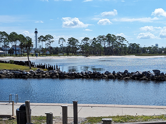 Historic lighthouse stands as a beacon to simpler times. Surrounding waters offer some of Florida's best scalloping and fishing.