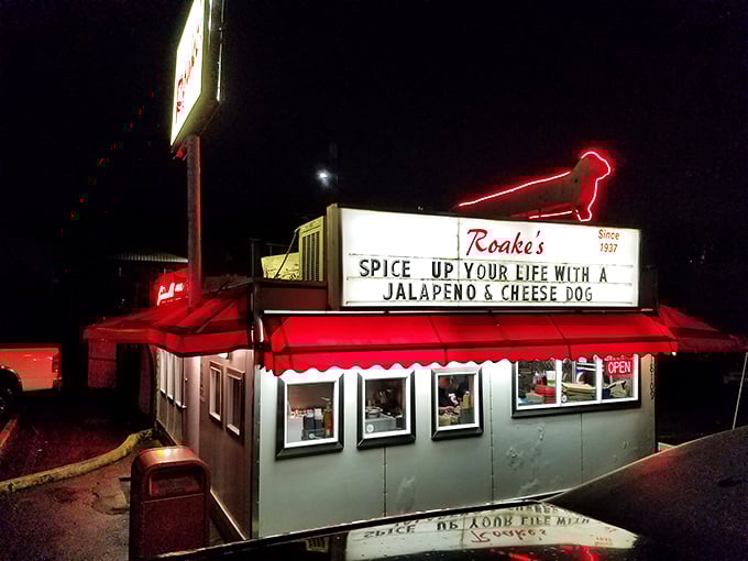 That neon sign at Roake's doesn't just advertise hot dogs&mdash;it's broadcasting a siren song of comfort food to weary travelers.