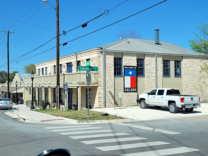 "Welcome to Salado" indeed! That stone building has probably welcomed more travelers than DFW Airport&mdash;just slower.