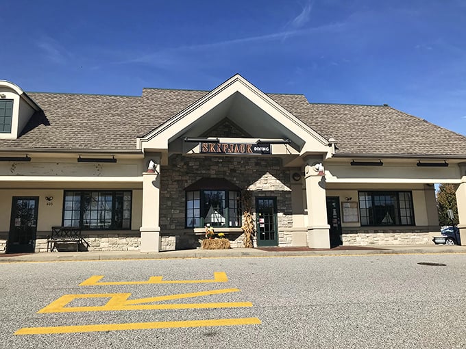 The warm stone exterior of Skipjack invites you in for seafood that's fancy enough for date night, casual enough for Tuesday.