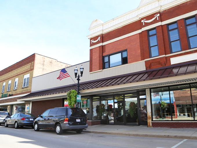 Classic storefronts create a timeline of American commerce, where handshakes still seal deals and neighbors still matter.