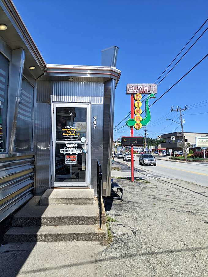Classic diner architecture meets mountain town charm - where hearty meals fuel serious appetites perfectly.