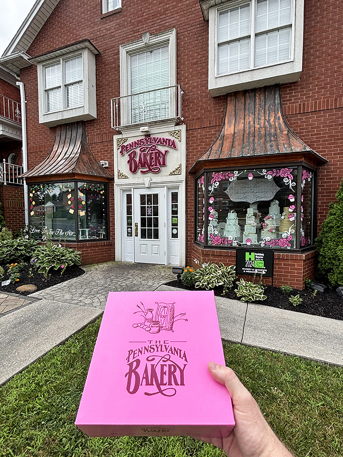 That pink box is the adult equivalent of a golden ticket. Whoever's hand that is knows they're about to be the hero of any gathering!