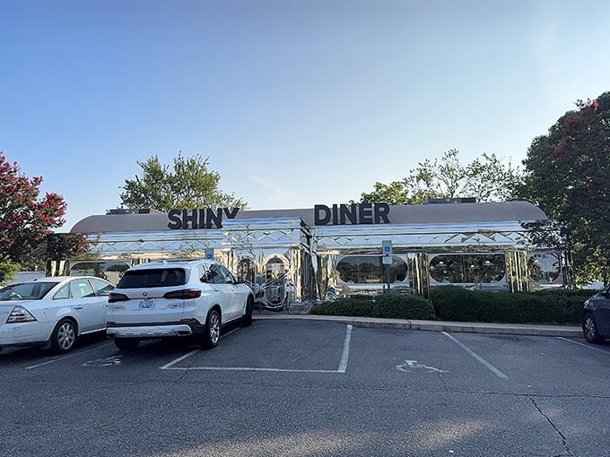 Chrome for days! The Shiny Diner's polished exterior promises a trip back to simpler times and perfect hash browns.