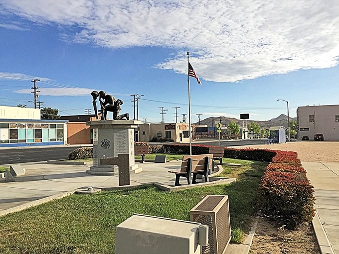 This veterans memorial creates a moment of reverence amid Victorville's desert landscape&mdash;where the flag stands especially bright against that impossibly blue sky.