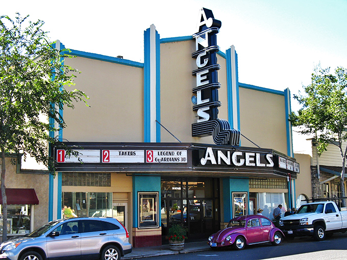 The Angels Theatre marquee promises entertainment in a building that's seen everything from silent films to superhero franchises.
