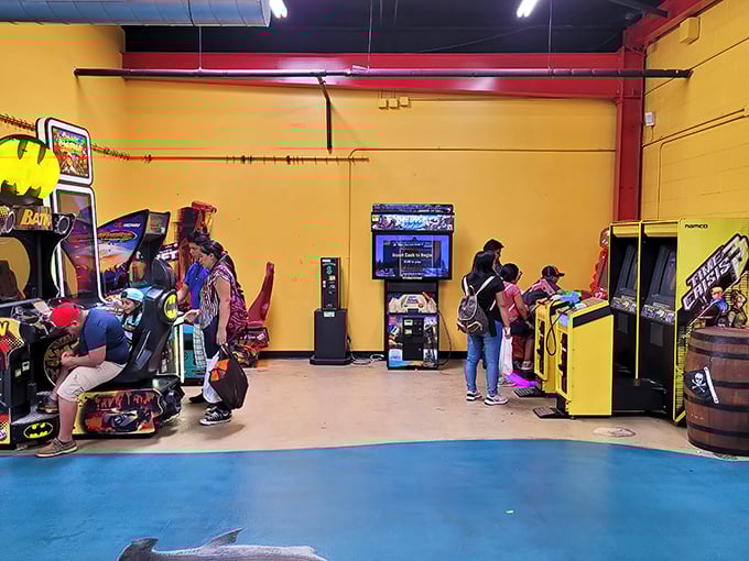 The arcade area offers a welcome diversion for weary shoppers and bored teenagers &ndash; because sometimes you need to battle virtual zombies between bargain hunts.
