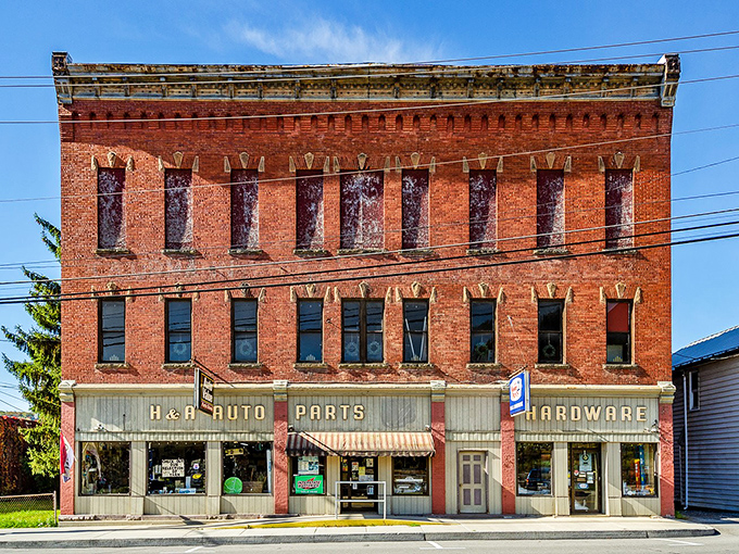 The old auto parts store proves that even hardware can have architectural dignity when it tries.