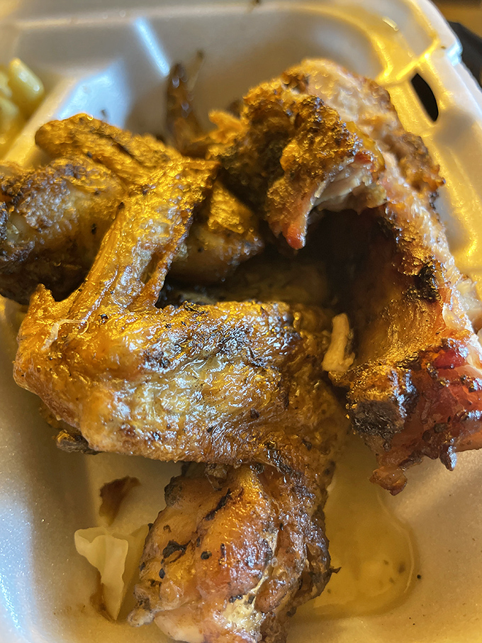 These wings have that perfect mahogany glow that says, "I've spent quality time with smoke and fire, and I'm better for it."