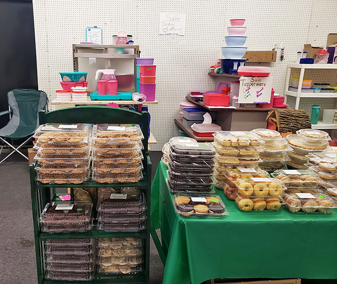 Baked goods that laugh in the face of your diet resolutions. These plastic-wrapped temptations are the flea market's version of sirens calling to sailors.