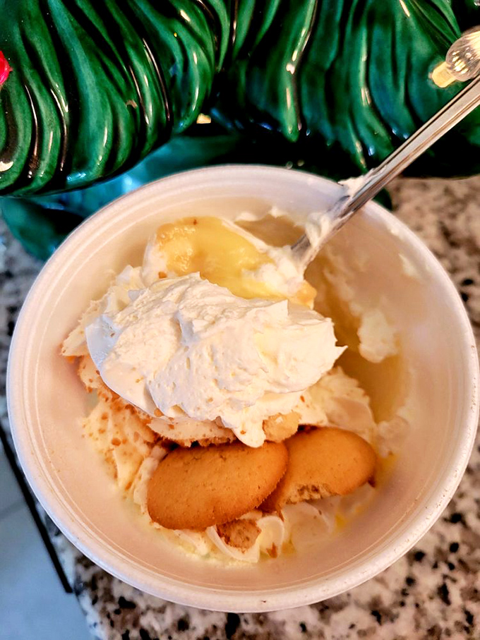 Banana pudding that would make your grandmother both proud and a little jealous. Those vanilla wafers have found their true calling in life.