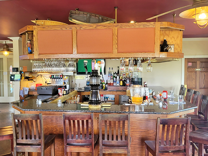 The bar area where strangers become friends and friends become family, all bonded by the universal language of good drinks and better stories.