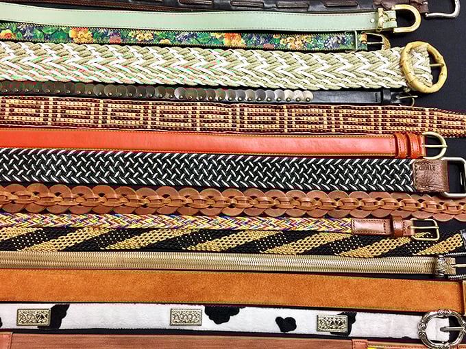 A rainbow of belts that proves someone, somewhere, needed a purple leather belt, and now maybe you do too.