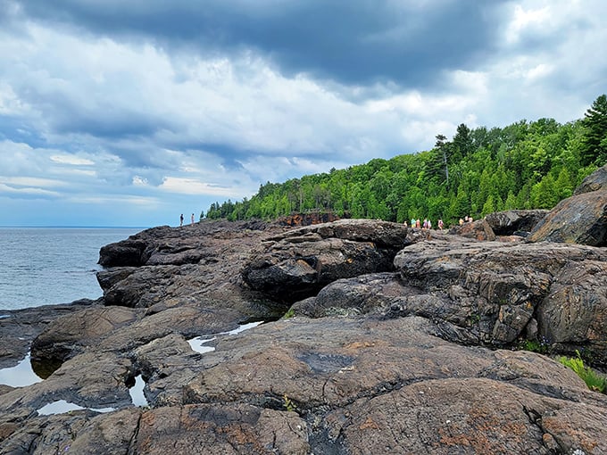 Black Rocks at Presque Isle presents nature's sculpture garden, where ancient volcanic formations meet Superior's endless blue canvas.